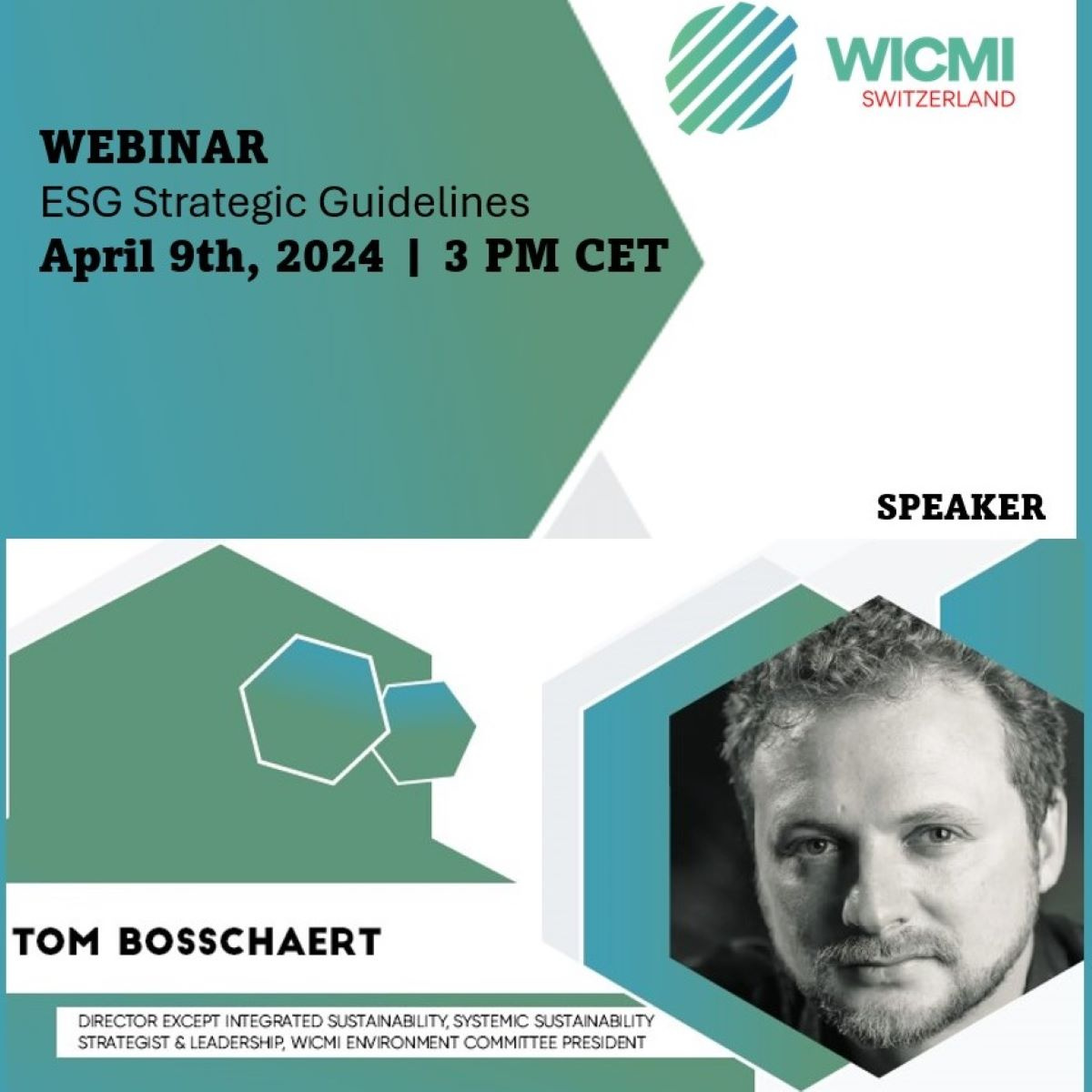 ESG Strategic Guidelines Webinar with Tom Bosschaert - April 9, 2024 - News - WCFA / World ...